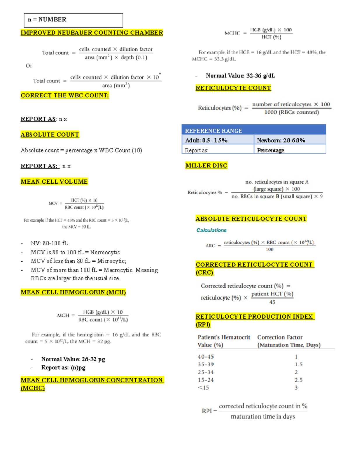 Formula - ASAD - IMPROVED NEUBAUER COUNTING CHAMBER CORRECT THE WBC ...