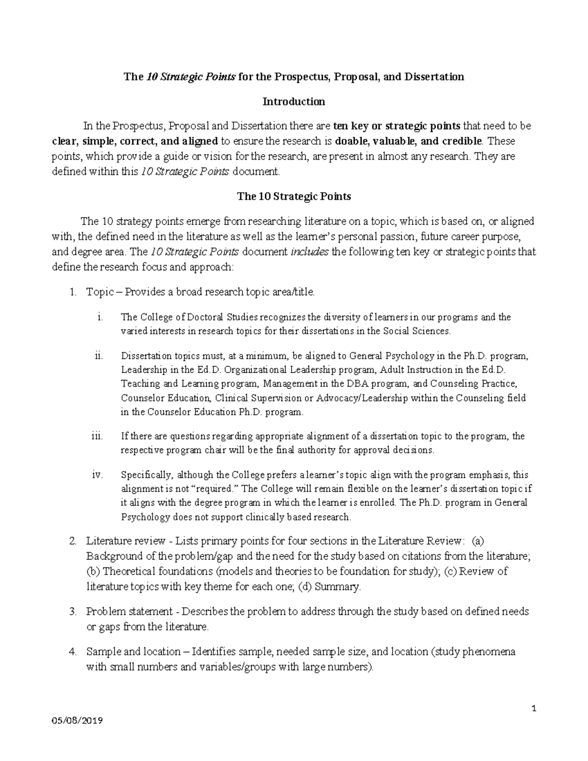 3.0 Ten Strategic Points Template with Instructions - The 10 Strategic ...