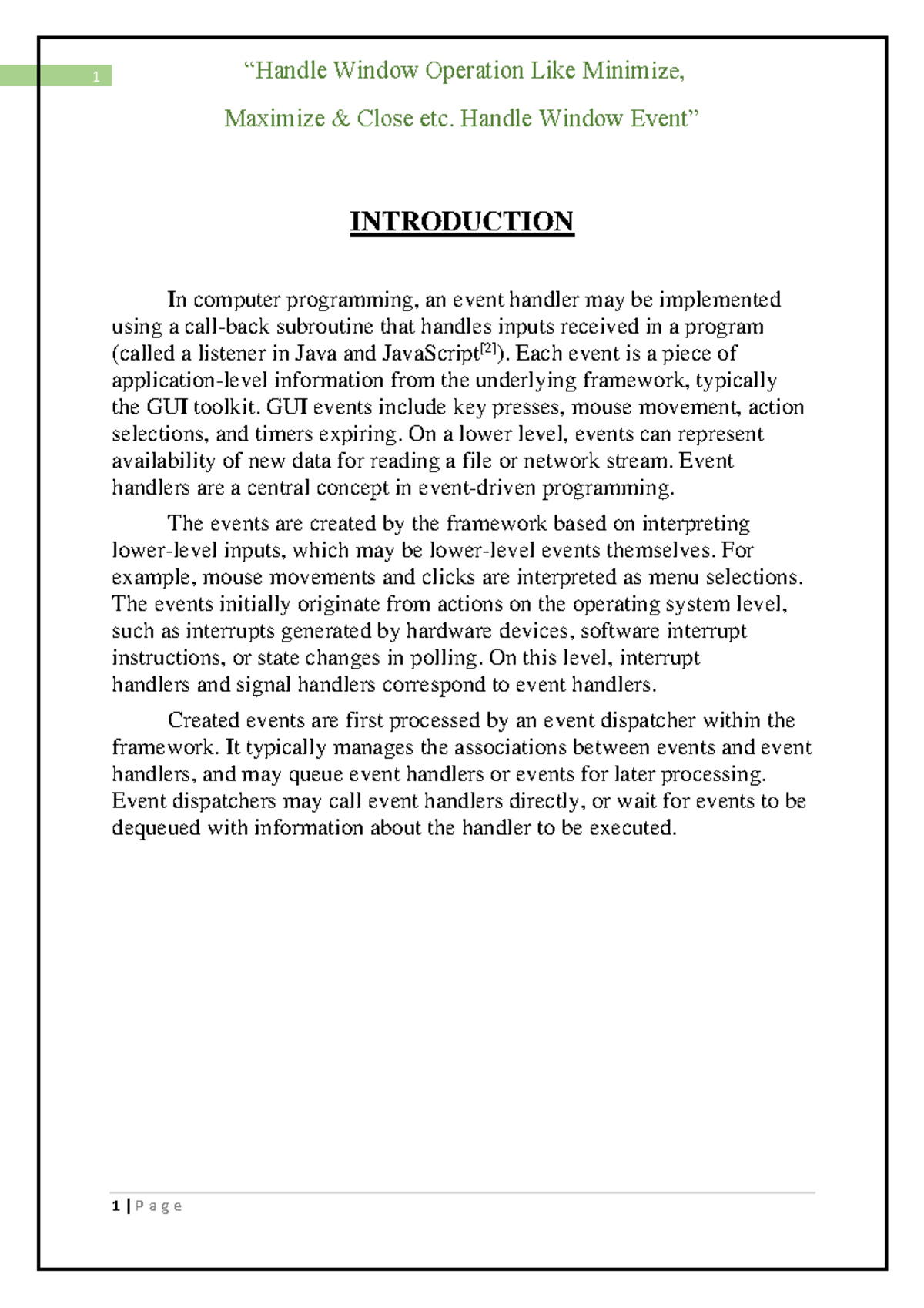 Introduction - ***** - Maximize & Close etc. Handle Window Event” 1 ...