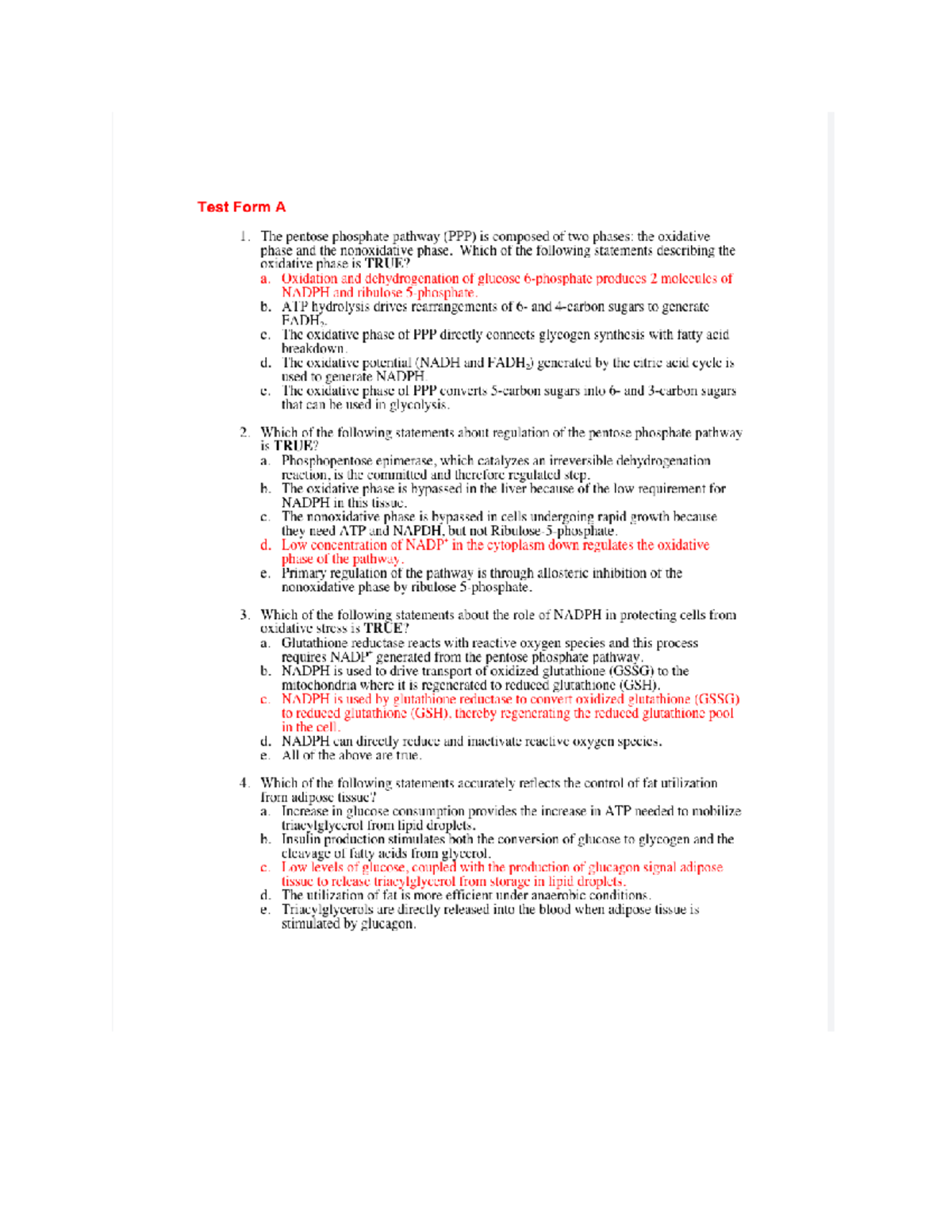 Practice Exams 4 Biochem - BIOC31100EXW - Studocu