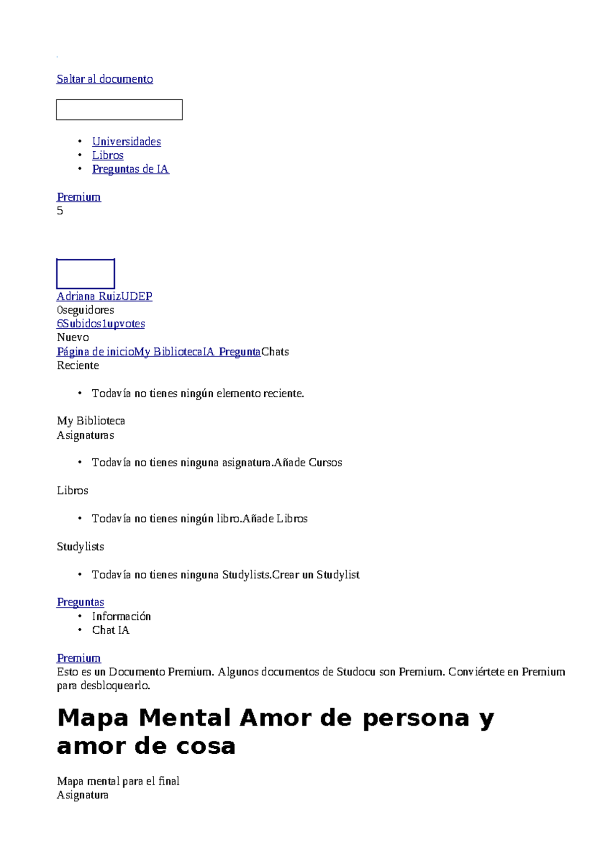 Mapa mental amor de persona y amor de cosa - Object 1 Saltar al ...