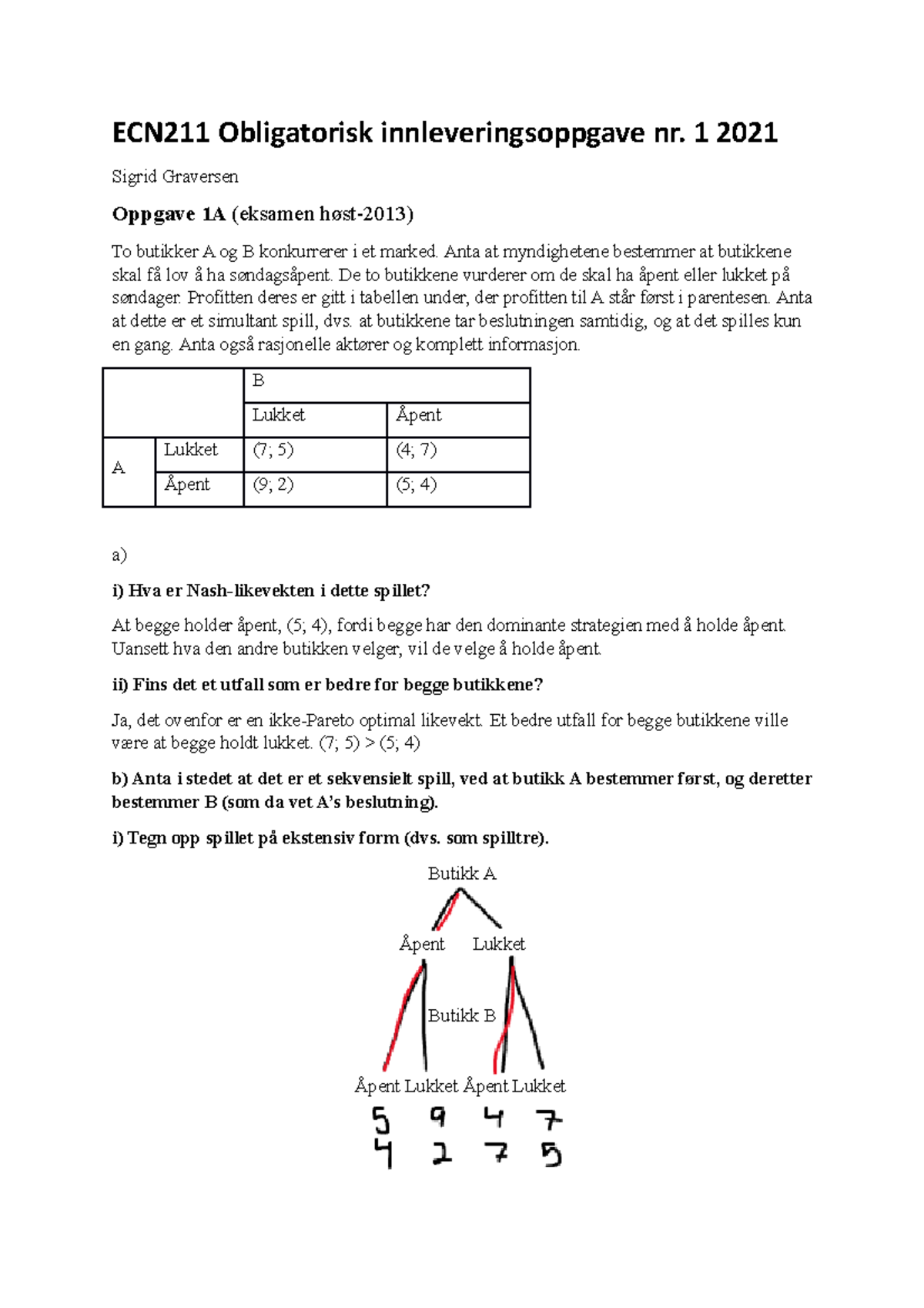 Obligatorisk Innleveringsoppgave 1 2021 - ECN211 Obligatorisk innleveringsoppgave nr. 1 2021 ...
