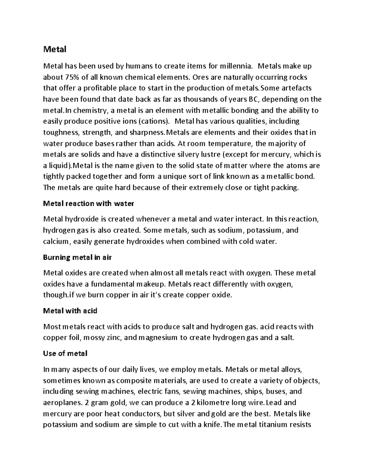 Metal - vishva mem - Metal Metal has been used by humans to create ...