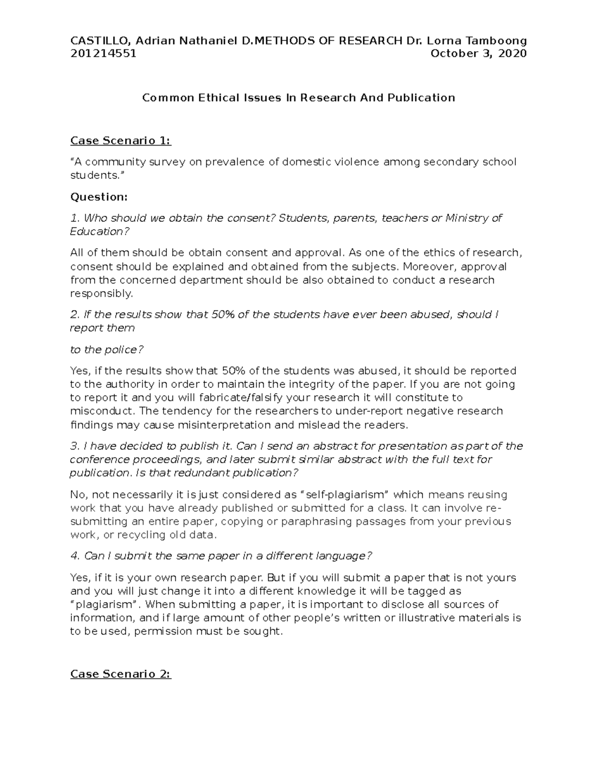 Common Ethical Issues In Research And Publication - CASTILLO, Adrian ...