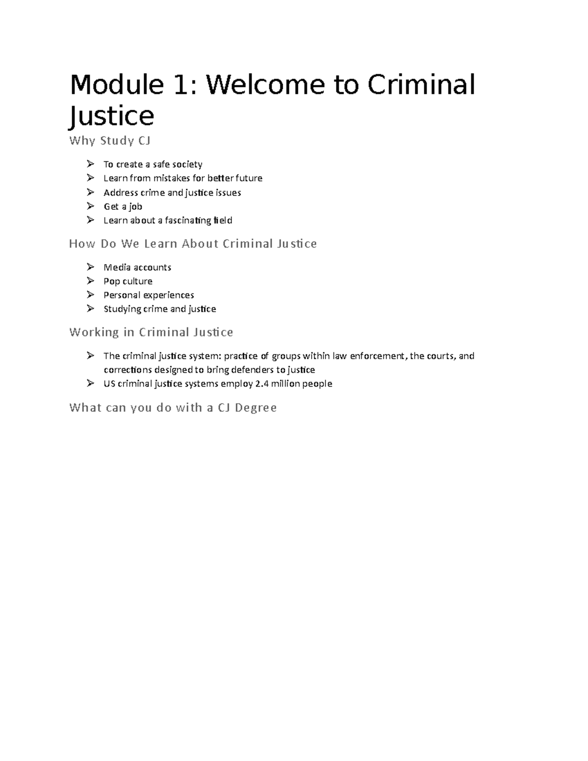 Week 1, 2, 3, Notes - Criminal Justice Officer Lorenz Week 1 and 2 and ...