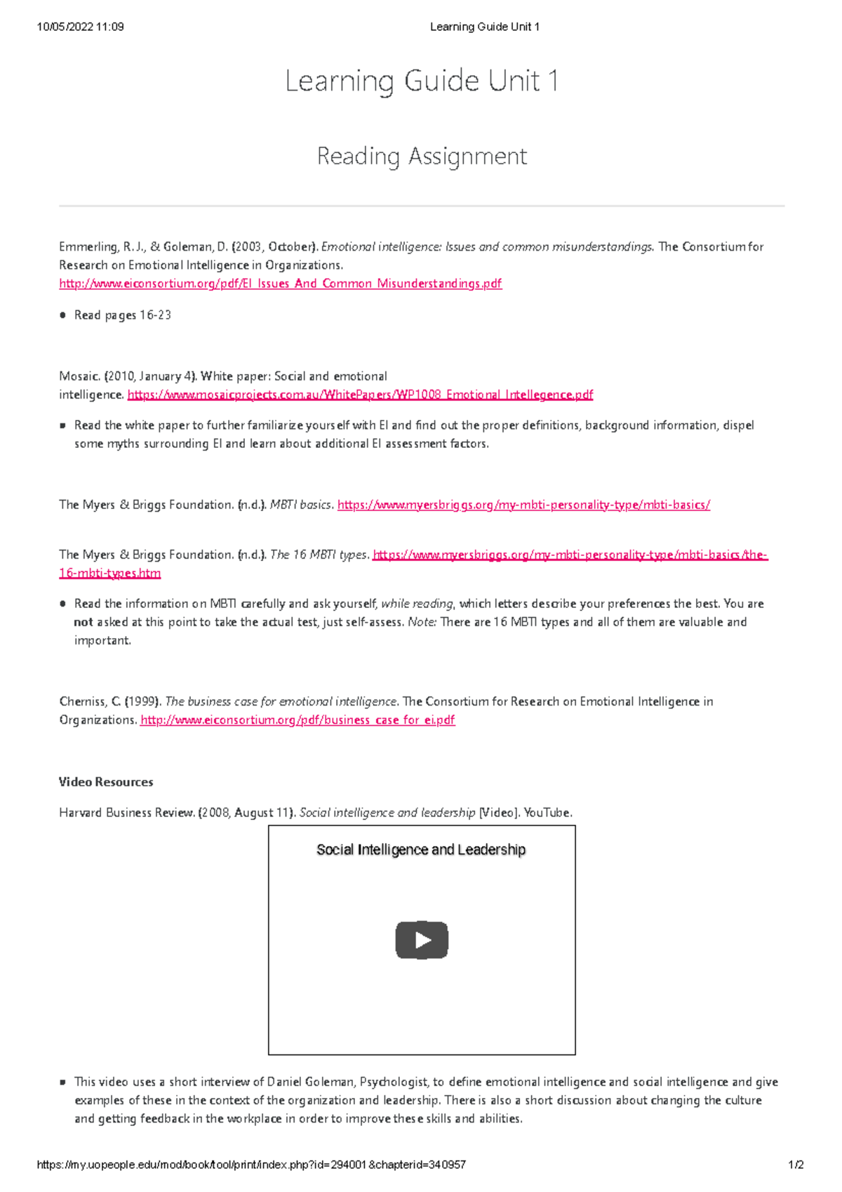 1.3.1 - Reading Assignment Unit 1 - 10/05/2022 11:09 Learning Guide Unit 1 - Studocu