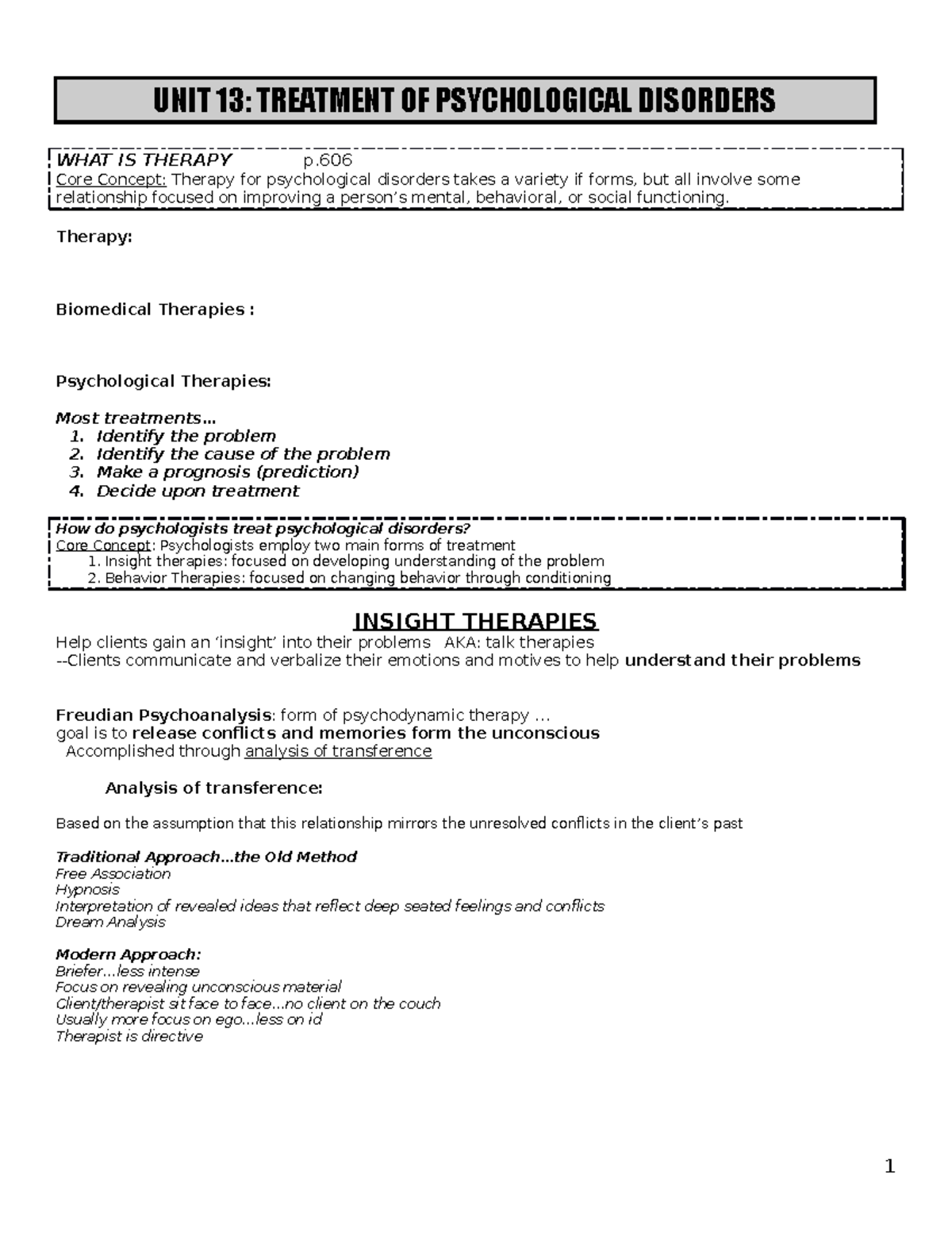 Unit 13 Reading Guide 2 - sdgfhj - UNIT 13: TREATMENT OF PSYCHOLOGICAL ...