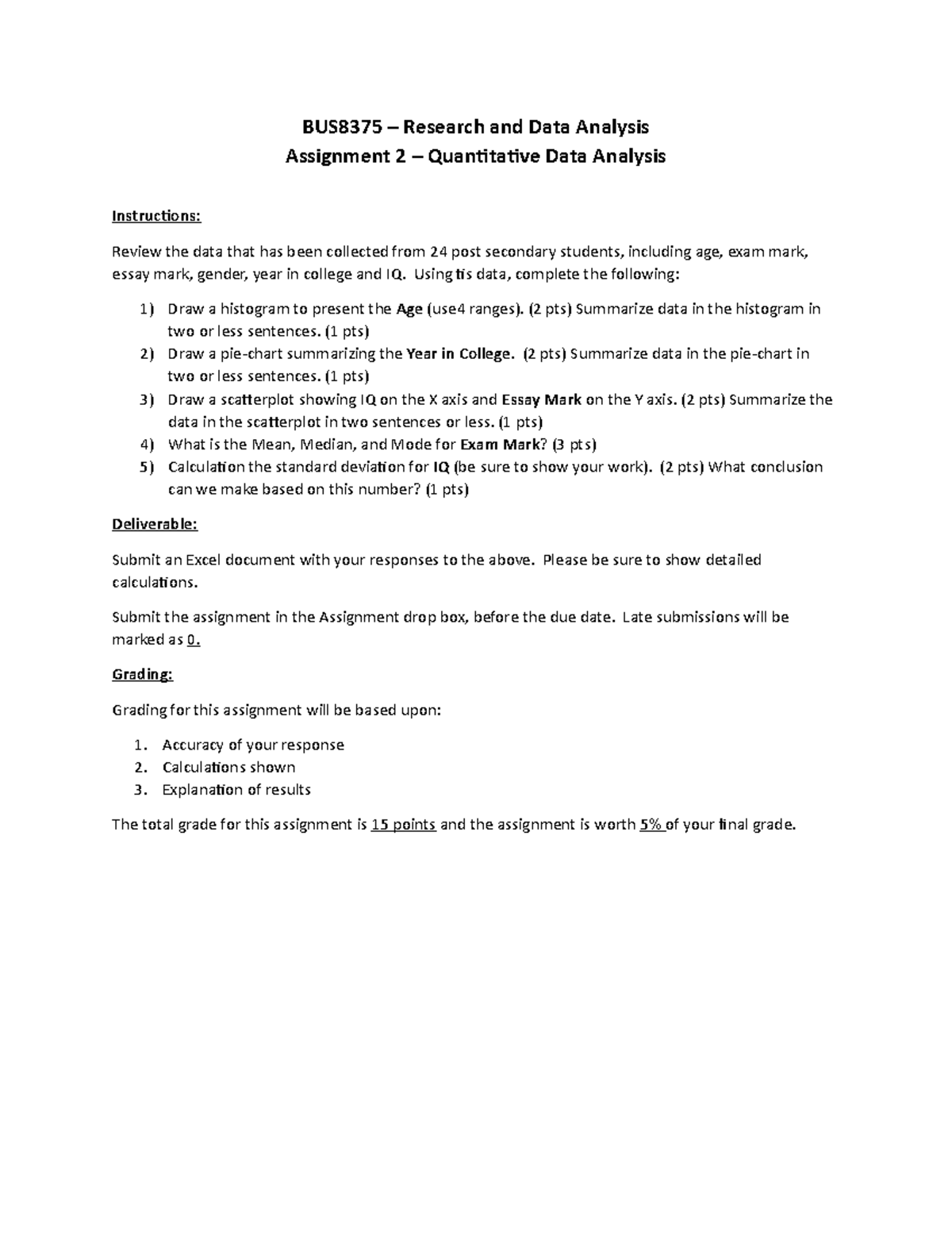 Bus8375 Assignment 2 Quantitative Data Analysis Bus8375 Research And Data Analysis