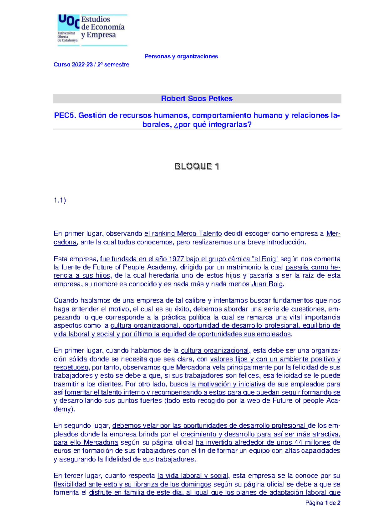Pec5 - resolución pec5 - Personas y organizaciones Curso 2022 - 23 / 2º ...
