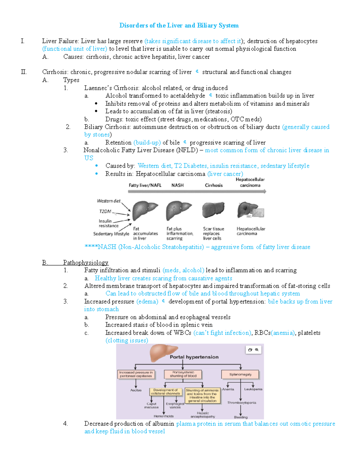Liver and Biliary Notes - Disorders of the Liver and Biliary System I ...