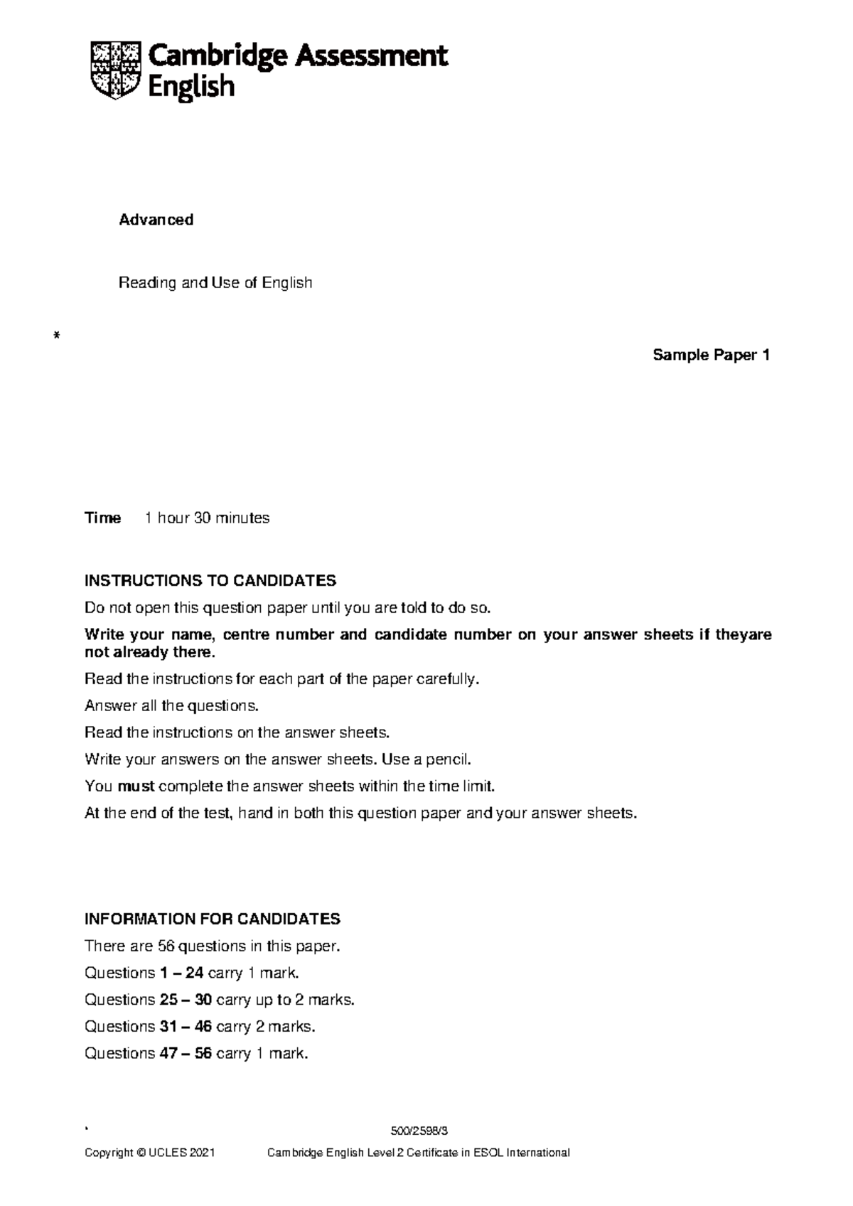 C1 Advanced Sample Paper 1 RUE v2 Advanced Reading And Use Of English c1-advanced-sample-paper-1-rue-v2-advanced-reading-and-use-of-english