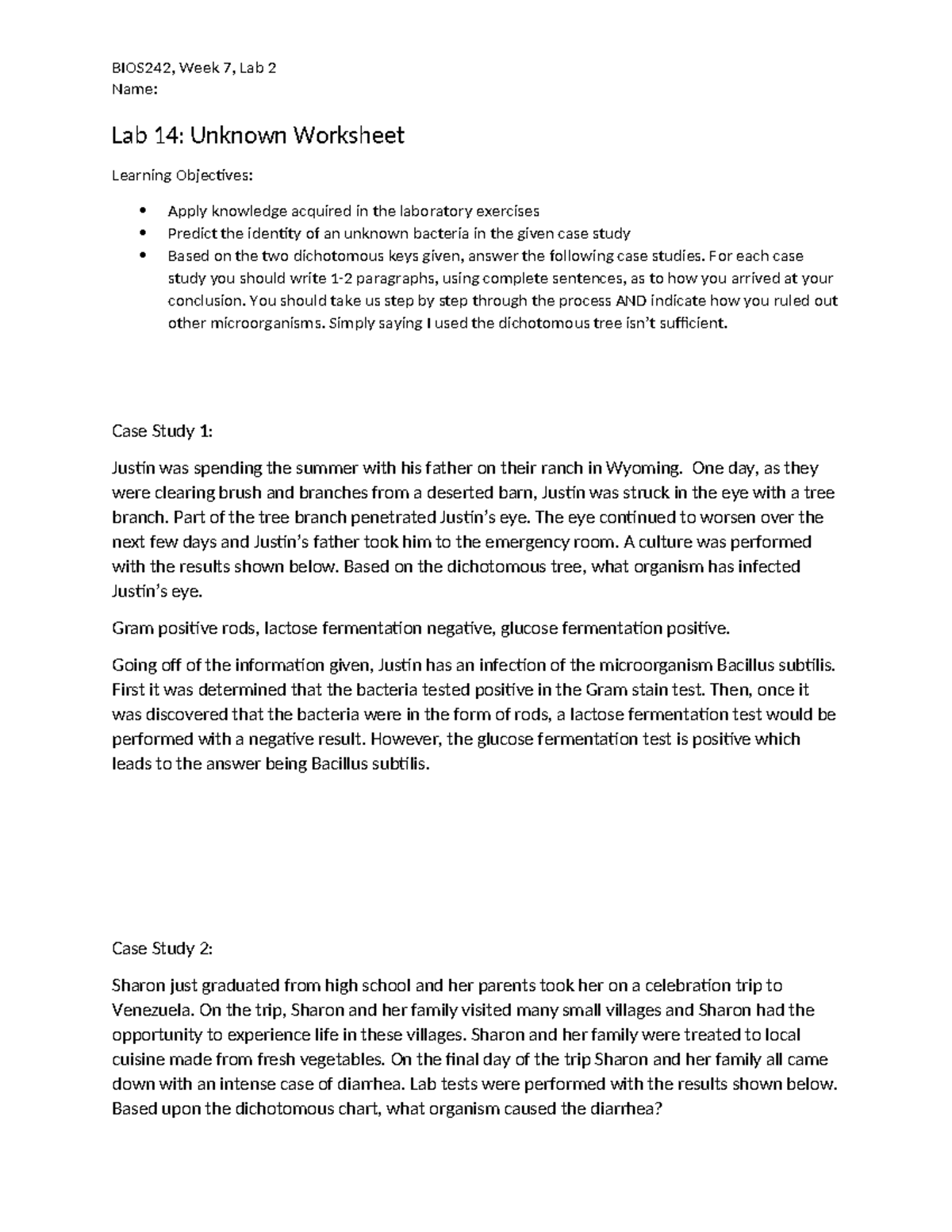 Week 7 lab 14 - WEEK 7 LAB - Name: Lab 14: Unknown Worksheet Learning ...