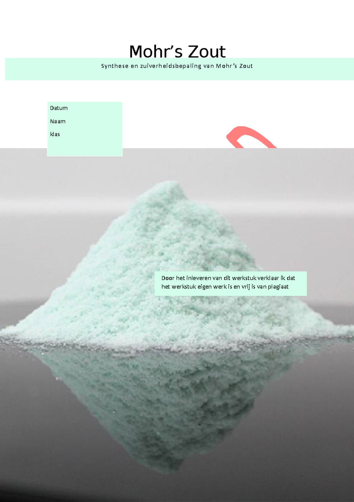Mohr's zout verslag Voorbeeld - Mohr’s Zout Synthese en ...