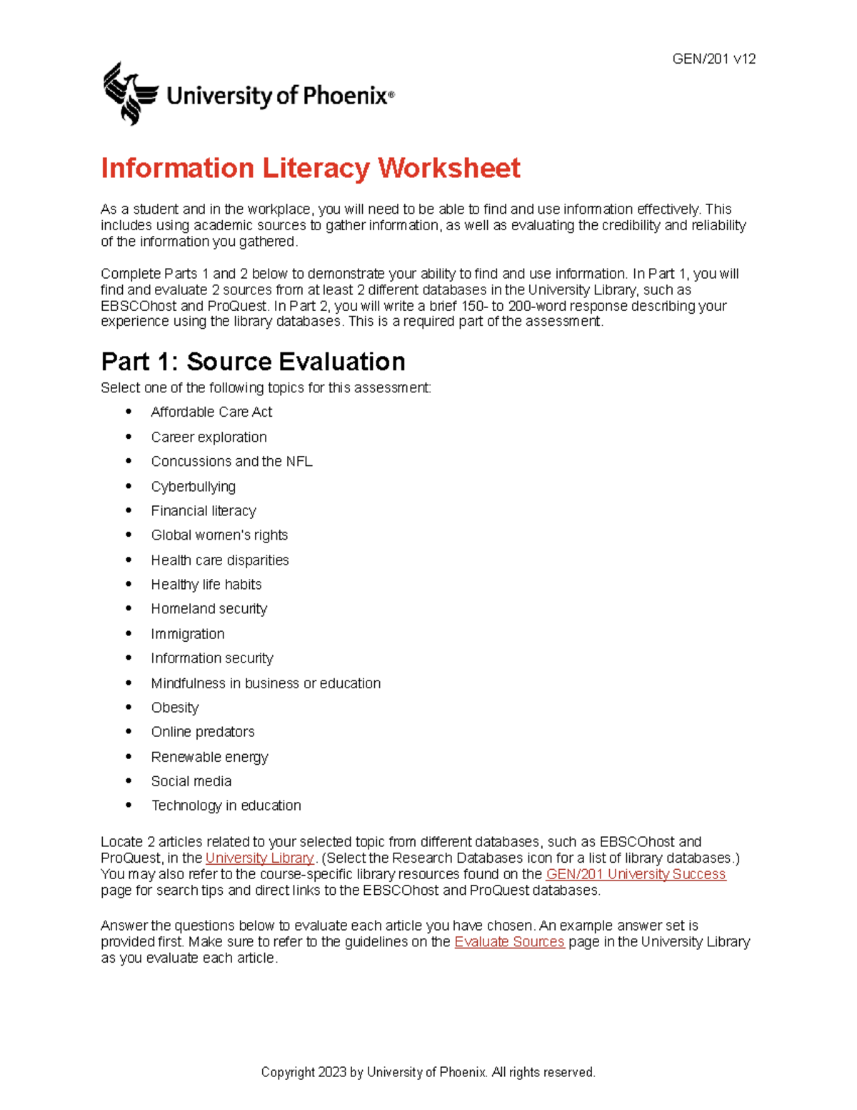 Gen201 v12 wk4 information literacy worksheet - GEN/201 v Information ...