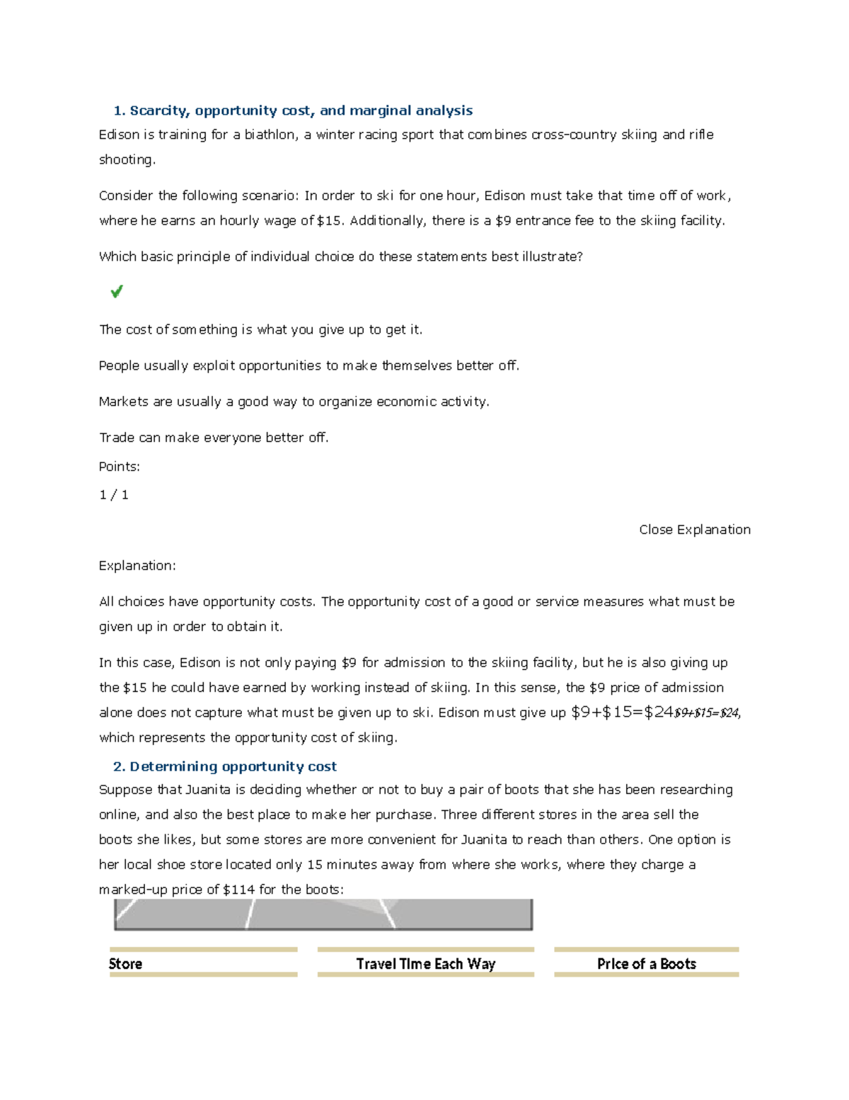 Quiz 1 - 1. Scarcity, opportunity cost, and marginal analysis Edison is ...