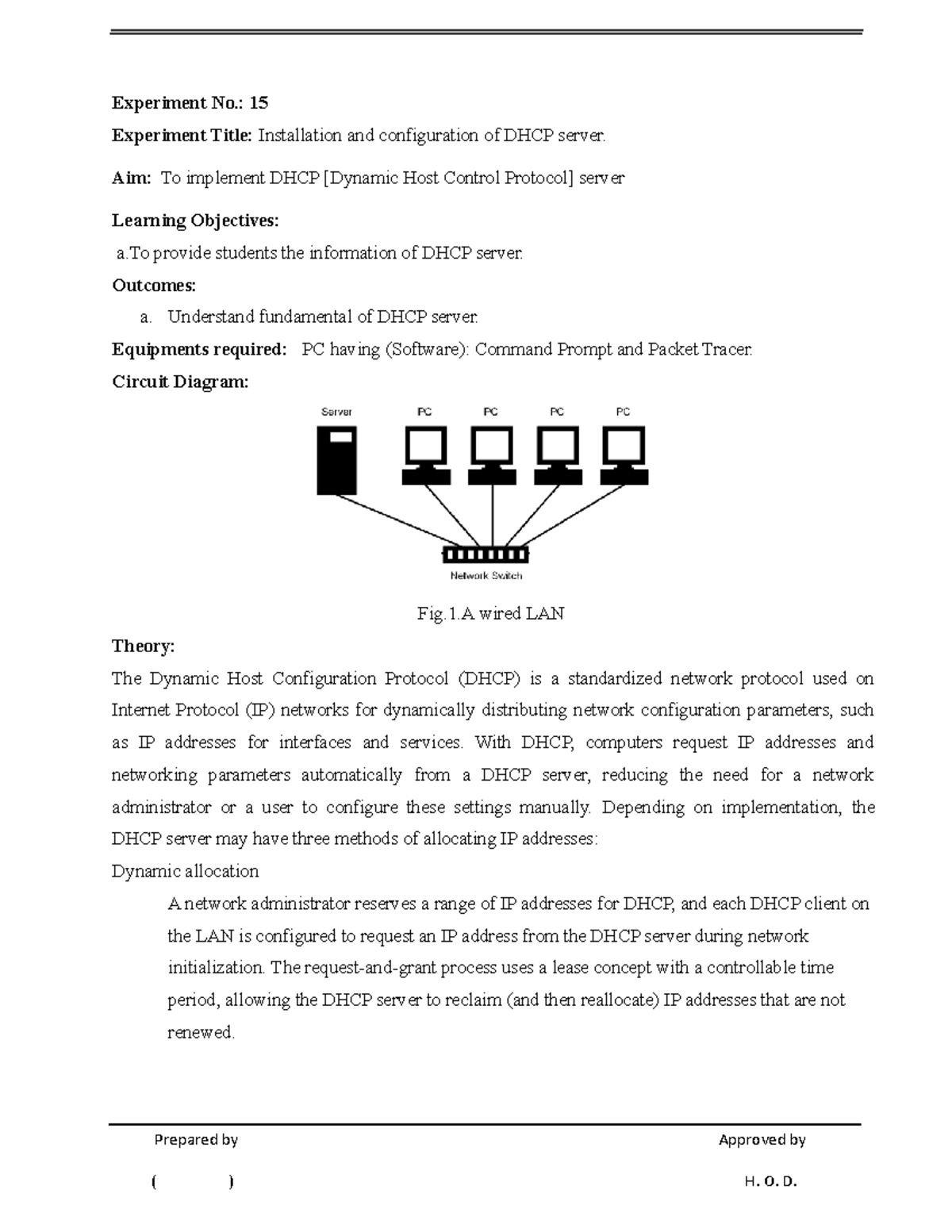 Exp-15 - Experiment No.: 15 Experiment Title: Installation and configuration of DHCP server. Aim ...