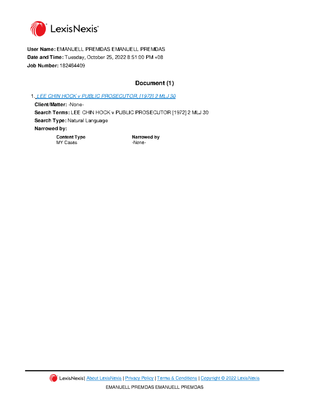 (Week 5) LEE CHIN HOCK v Public Prosecutor, [1972] 2 MLJ 30 - | About ...