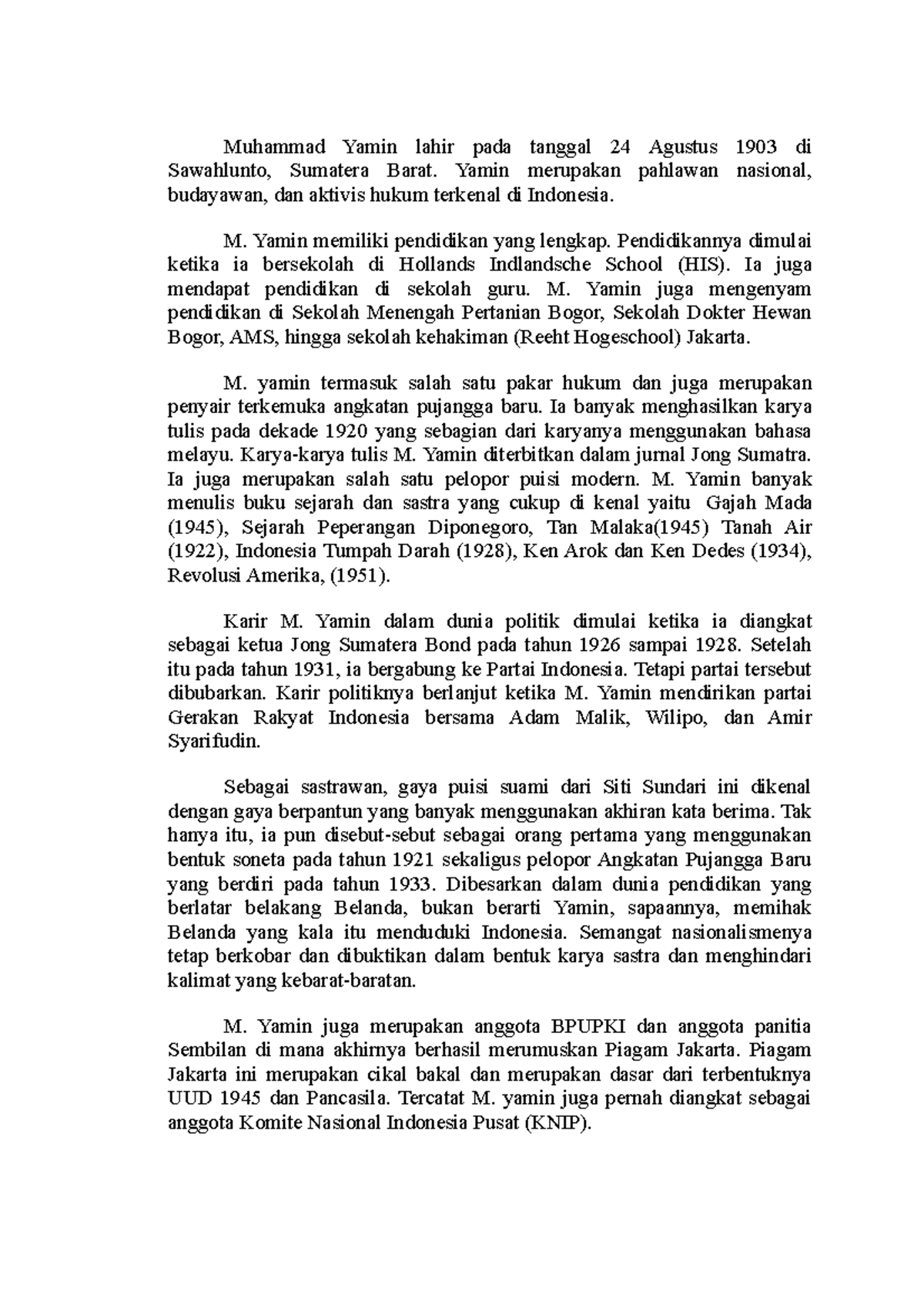 Biografi Moh Yamin - Muhammad Yamin lahir pada tanggal 24 Agustus 1903 ...