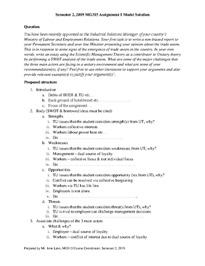 Case study 2 solution - final assessment - MG316 COMPARATIVE EMPLOYMENT ...