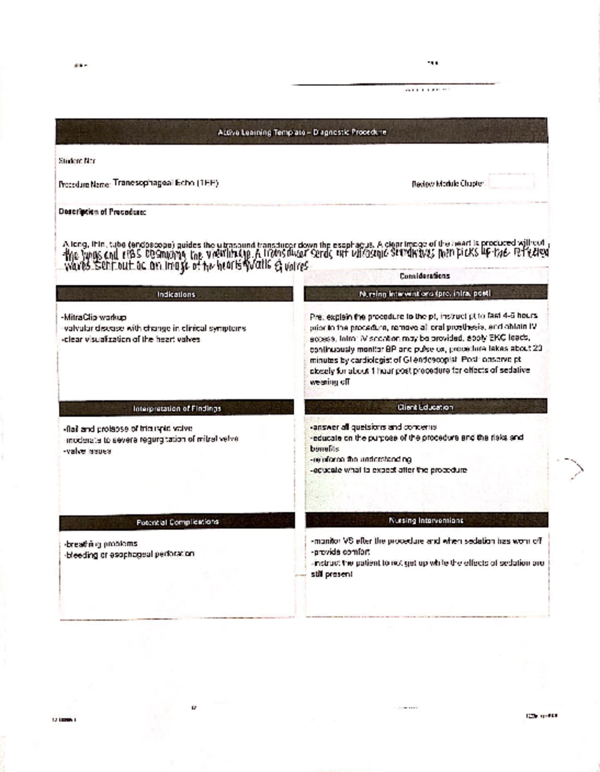 Diagnostic alt transesophageal echo - NR-325 - Studocu
