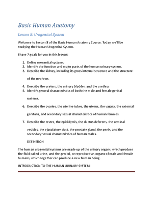 Basic Human Anatomy 8 - notes - Basic Human Anatomy Lesson 9 ...