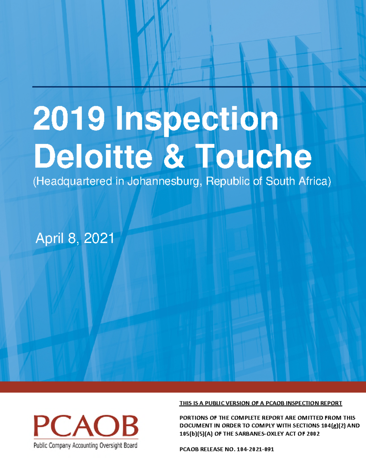 104 2021 091 deloitte south africa - 2019 Inspection Deloitte & Touche ...