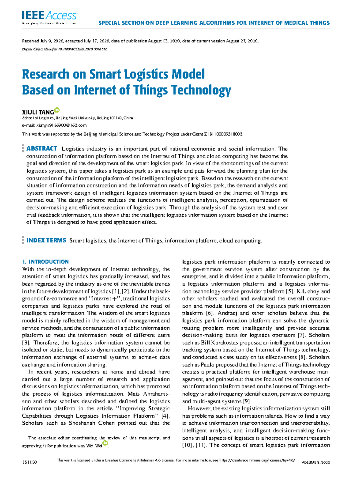 Research on Smart Logistics Model Based on Internet of Things ...