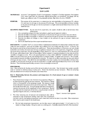 Docsity experiment 1 boyle s law thermodynamics lab - Experiment #1 ...