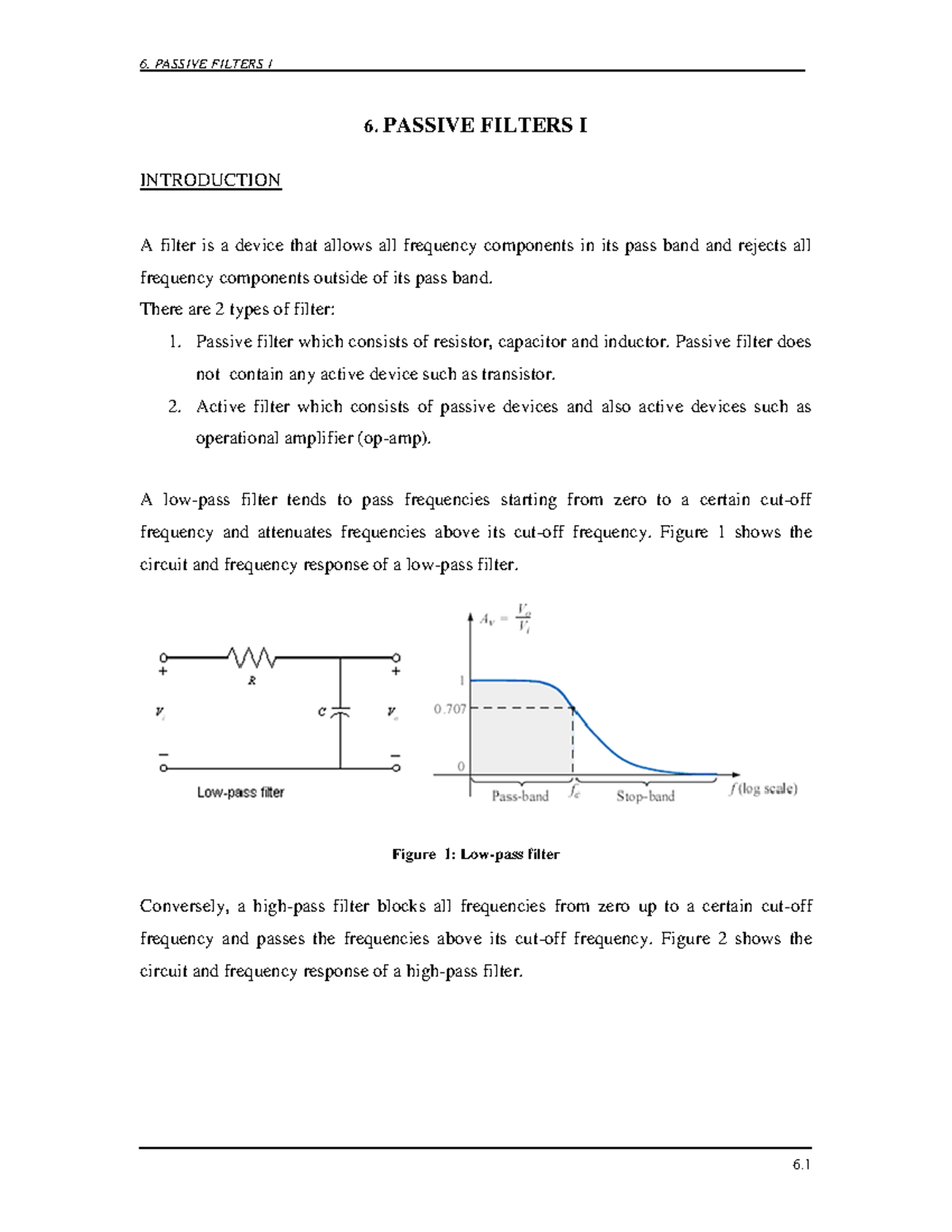 7-Passive Filter 1 - 6. PASSIVE FILTERS 1 a 6. PASSIVE FILTERS I ...