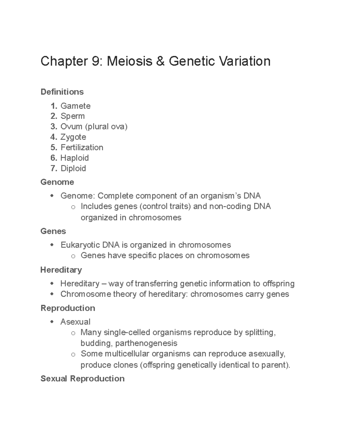 Chapter 9 Meosis - Meiosis and the cell cycle - Chapter 9: Meiosis ...