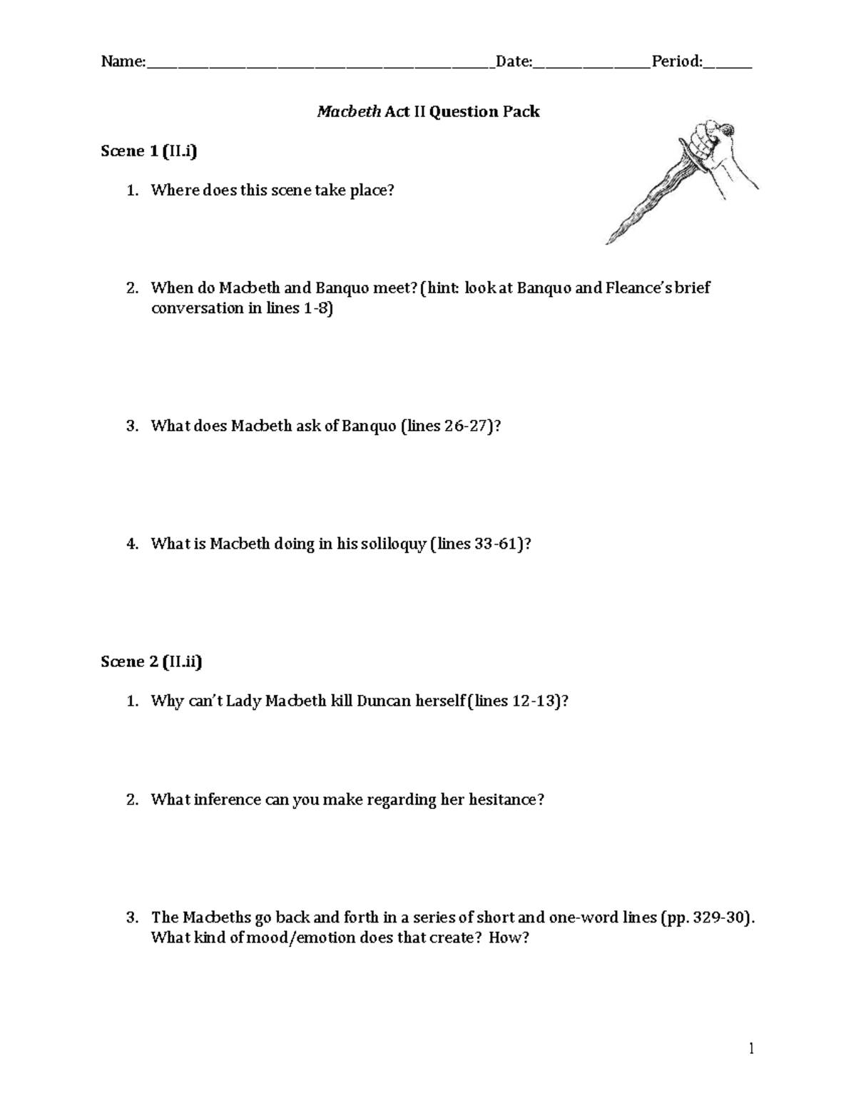 Macbeth Act II Qs - ..................... - - Studocu