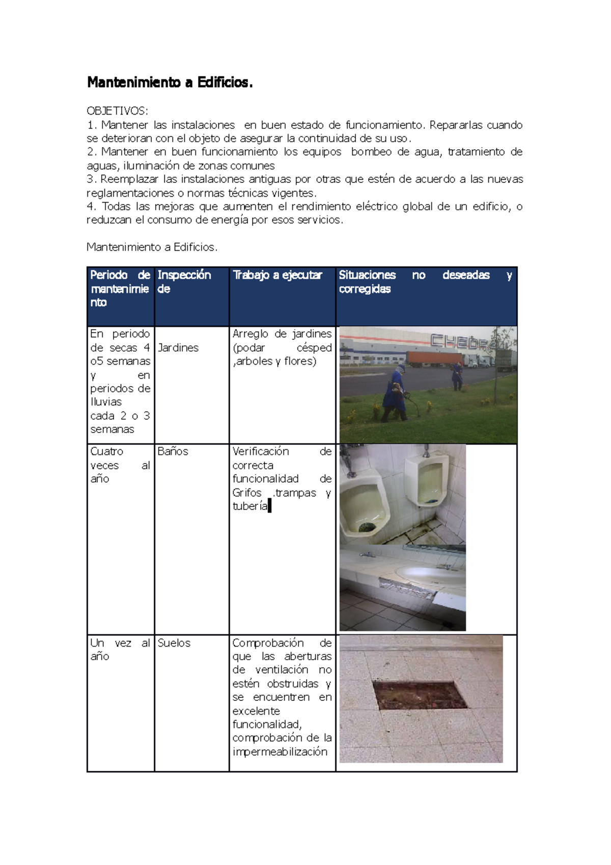 Mantenimiento DE Edificios y procesos de seguridad en cada ...