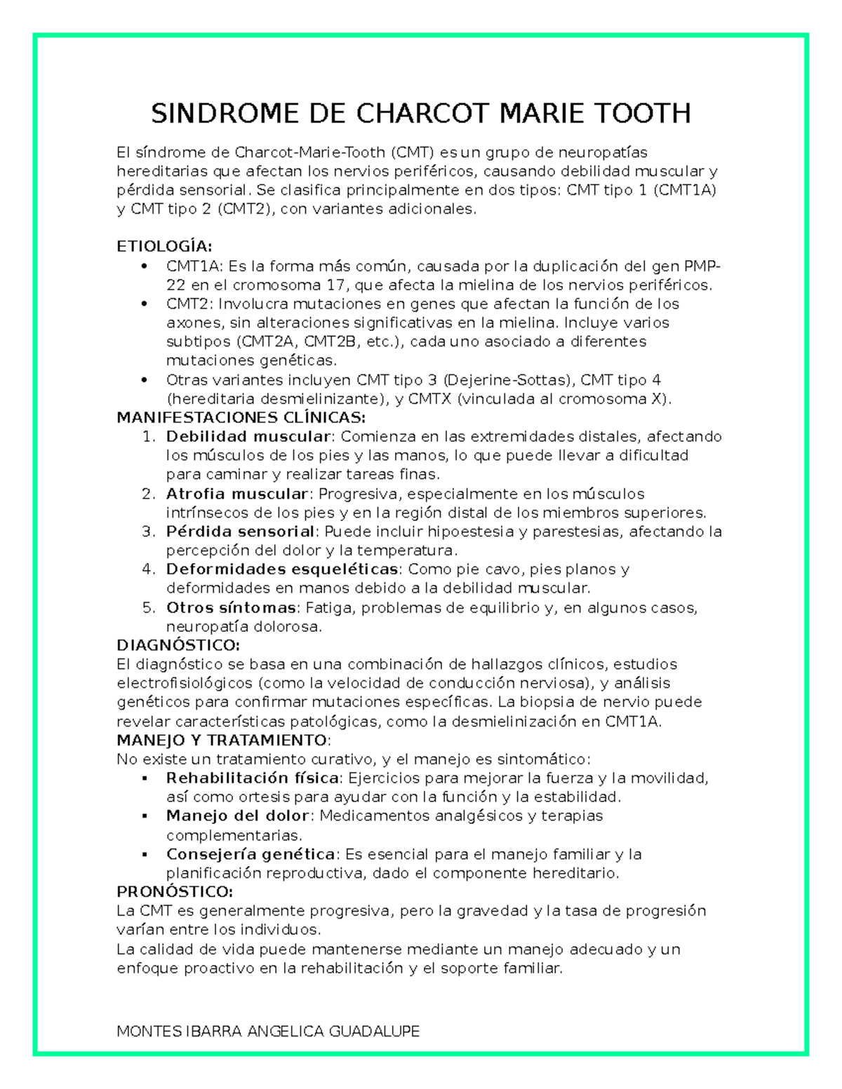 Sindrome DE Charcot Marie Tooth Angélica Montes - SINDROME DE CHARCOT ...