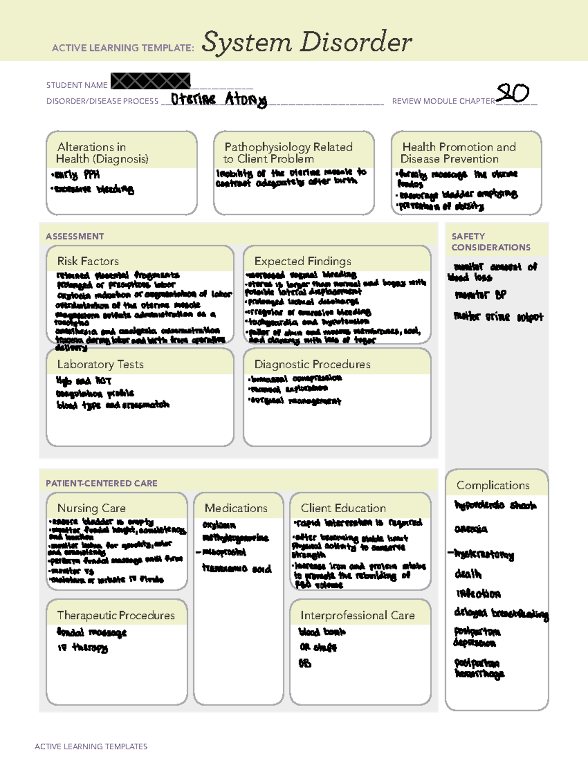 Uterine Atony - Ati Template - ACTIVE LEARNING TEMPLATES System ...