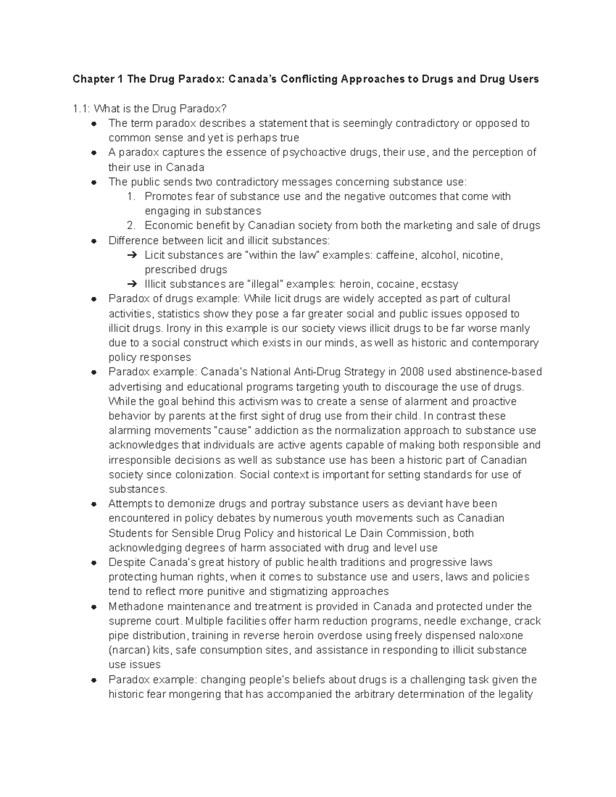 Chapter 1 Soc 2222 - Chapter 1 The Drug Paradox: Canada’s Conflicting ...