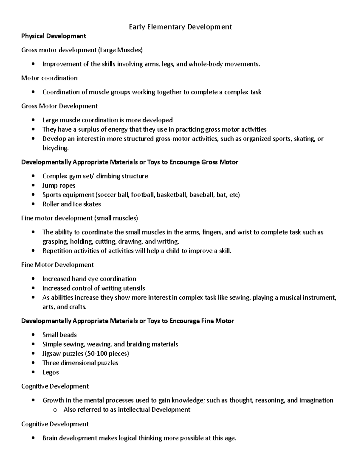 Early Elementary Development Gap Notes - Copy - Early Elementary ...