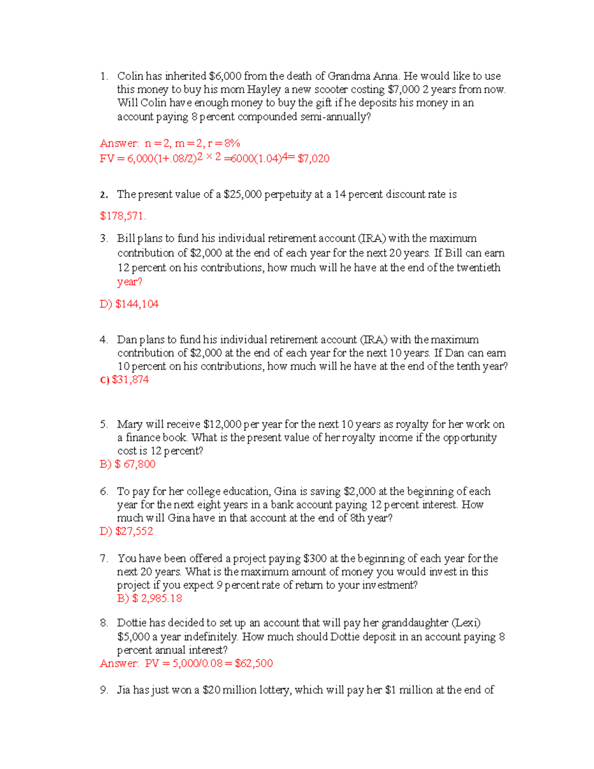 Hw Financial Math LabEjercicios ch 6 & 7 Kapoor w answers ejercicios de ...