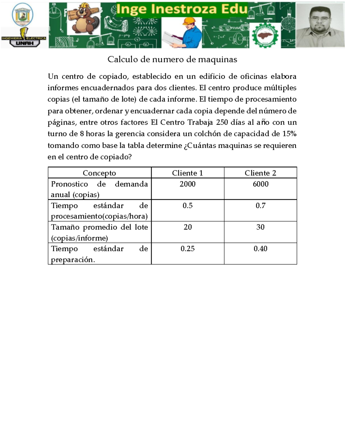 numeros d emaquina y entre otross - Calculo de numero de maquinas Un ...