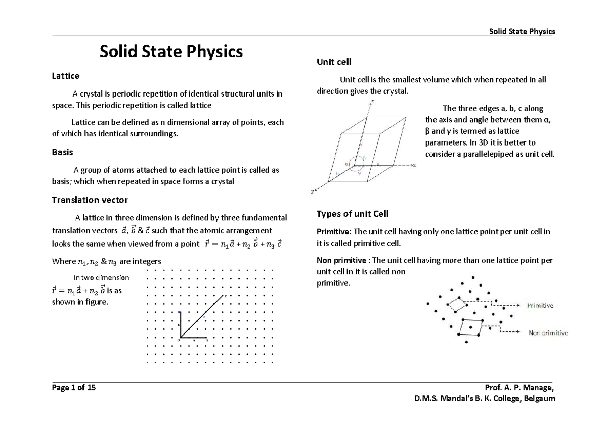 BSc Sem VI Physics Solid state physics - Studocu