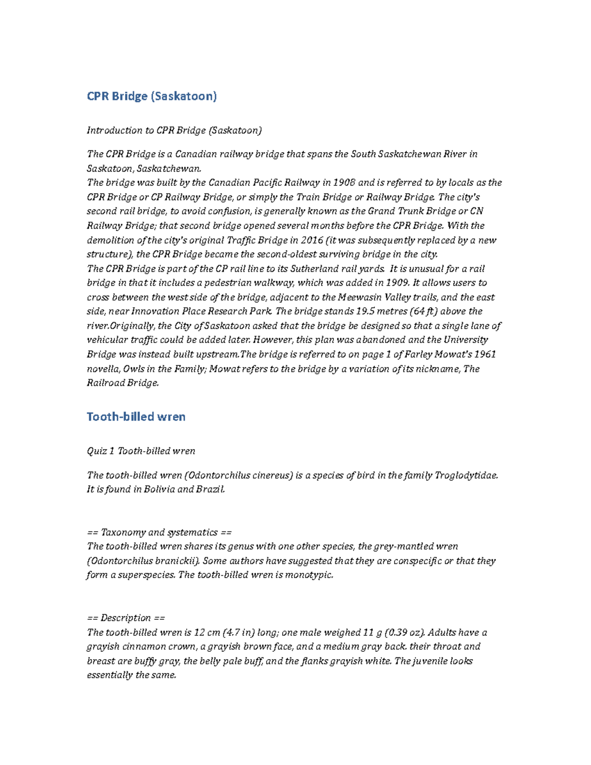PSY167 Notes CPR Bridge (Saskatoon) - CPR Bridge (Saskatoon ...