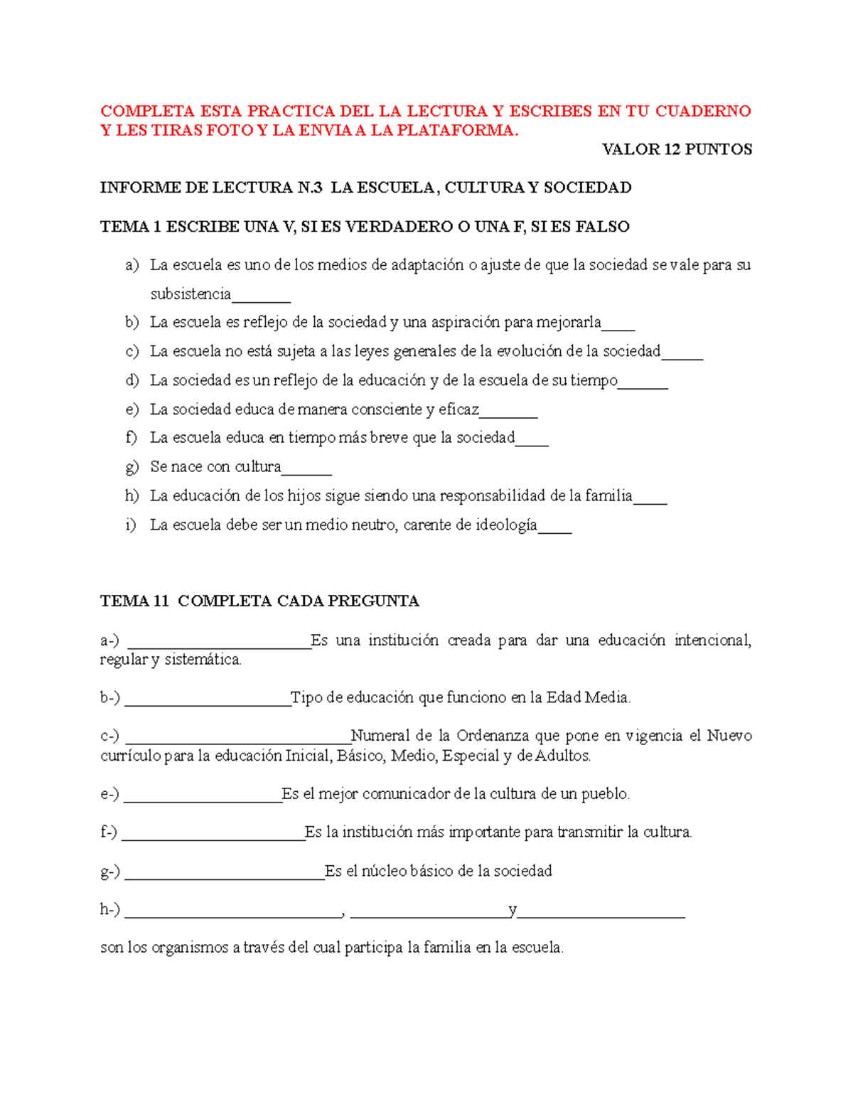 Practica unidad 4 - COMPLETA ESTA PRACTICA DEL LA LECTURA Y ESCRIBES EN ...