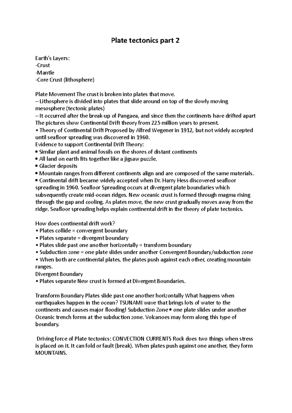 Plate tectonics part 2 - Lecture notes 1 - CRN 17843 - LBU - StuDocu
