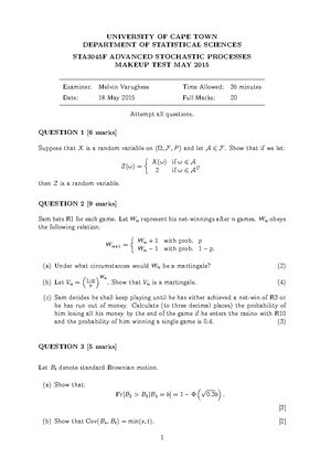 STA3045F Test1 2017 - Past test paper - UNIVERSITY OF CAPE TOWN ...