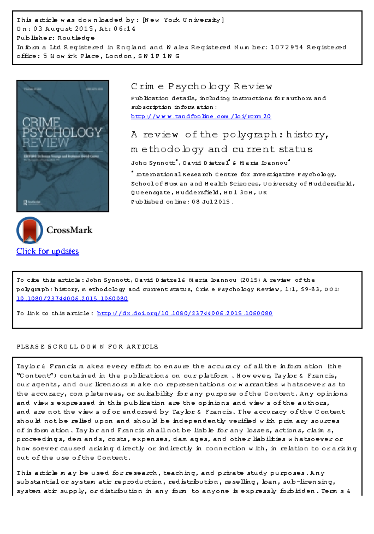 (2015 ) A review of the polygraph history, methodology and current ...