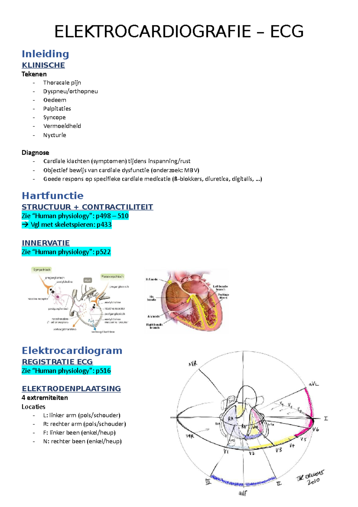 EKG - ELEKTROCARDIOGRAFIE – ECG Inleiding KLINISCHE Tekenen - Thoracale ...