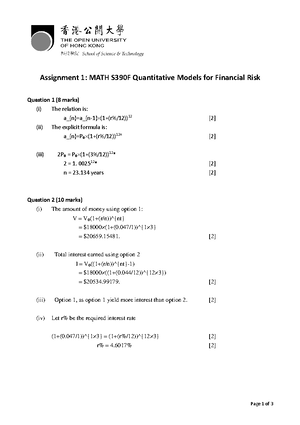 Assessment 3 - maths - Quantitative Models for Financial Risk (CEF ...