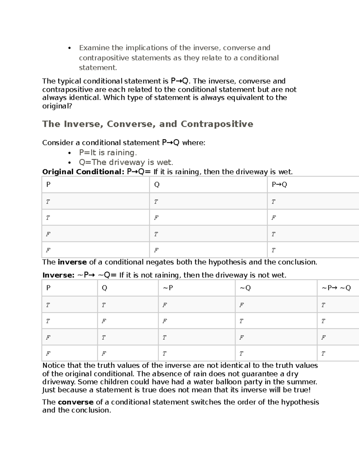 Math part 10 - Notes - Examine the implications of the inverse ...