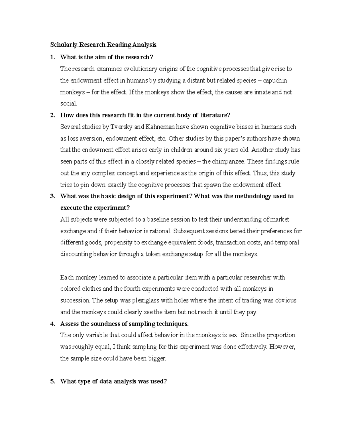 Reading 4 analysis - Scholarly Research Reading Analysis 1. What is the ...