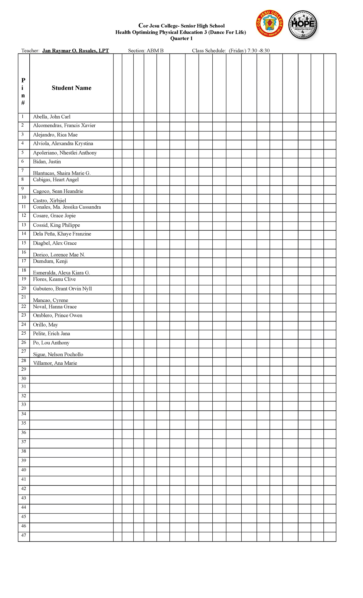 Abm b hope - dasdcvzcvzx - Cor Jesu College- Senior High School Health ...