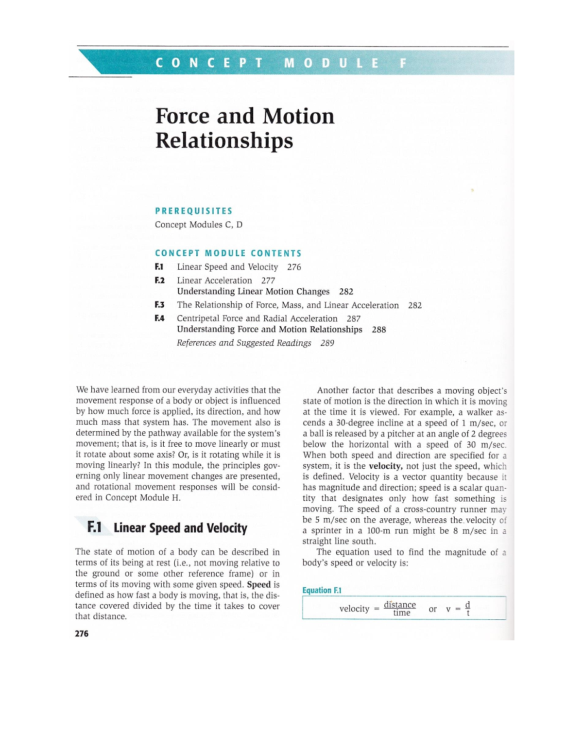 Module F - Notes - CONCEPT O D U L F Force and Motion Relationships ...